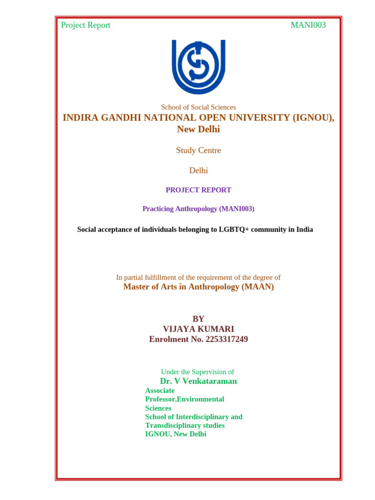 Cover Page Ignou Project PDF Free | PDF