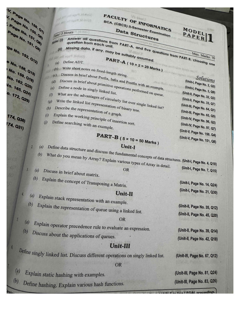 Question Papers For Data Structures | PDF