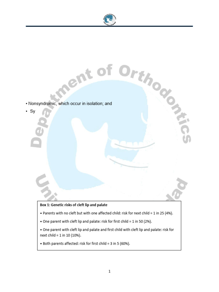 Cleft Lip and Palate: Overview and Management | PDF | Diseases And ...