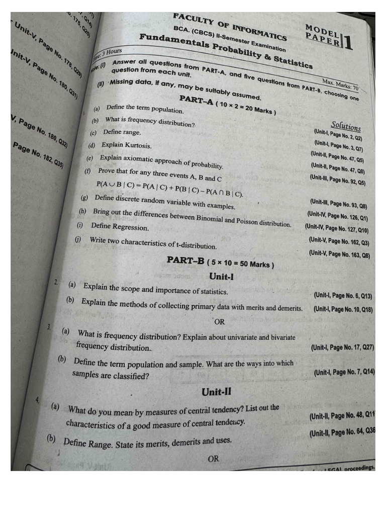 Question Papers For Probability | PDF