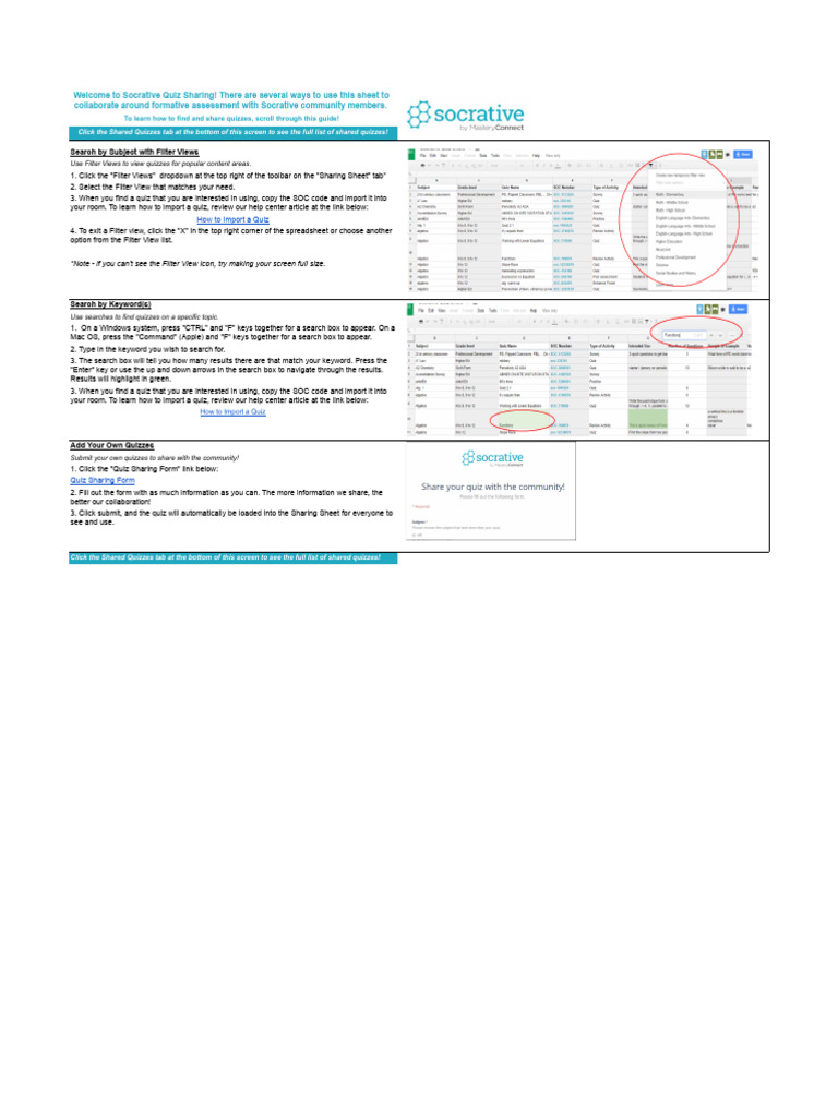 Craig's Socrative Shared Quiz List | PDF | Quiz | Equations