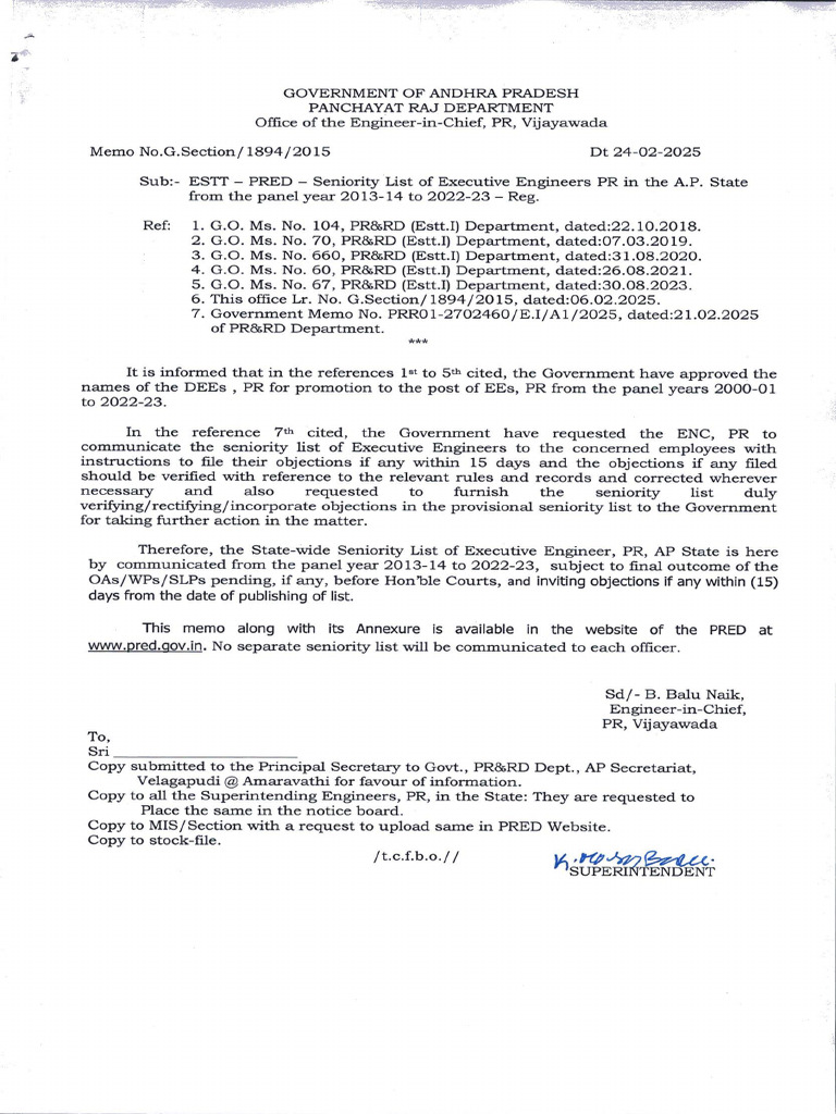 Seniority List of EEs | PDF