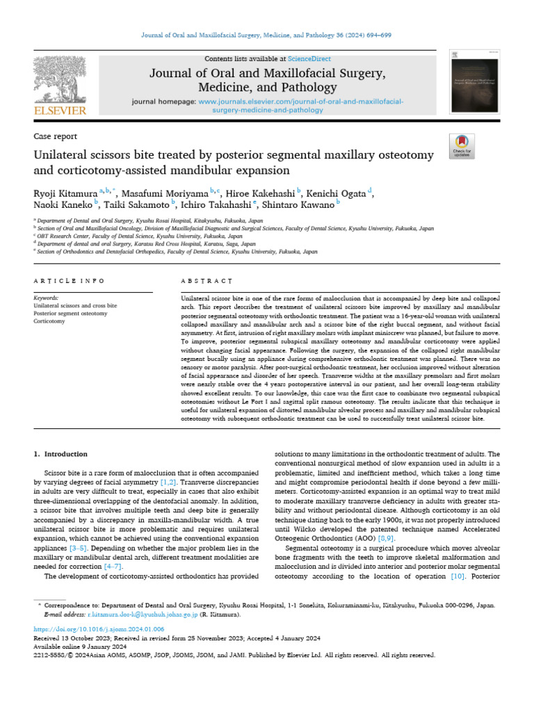 Unilateral Scissor Bite Surgery Report | PDF | Orthodontics | Dental ...