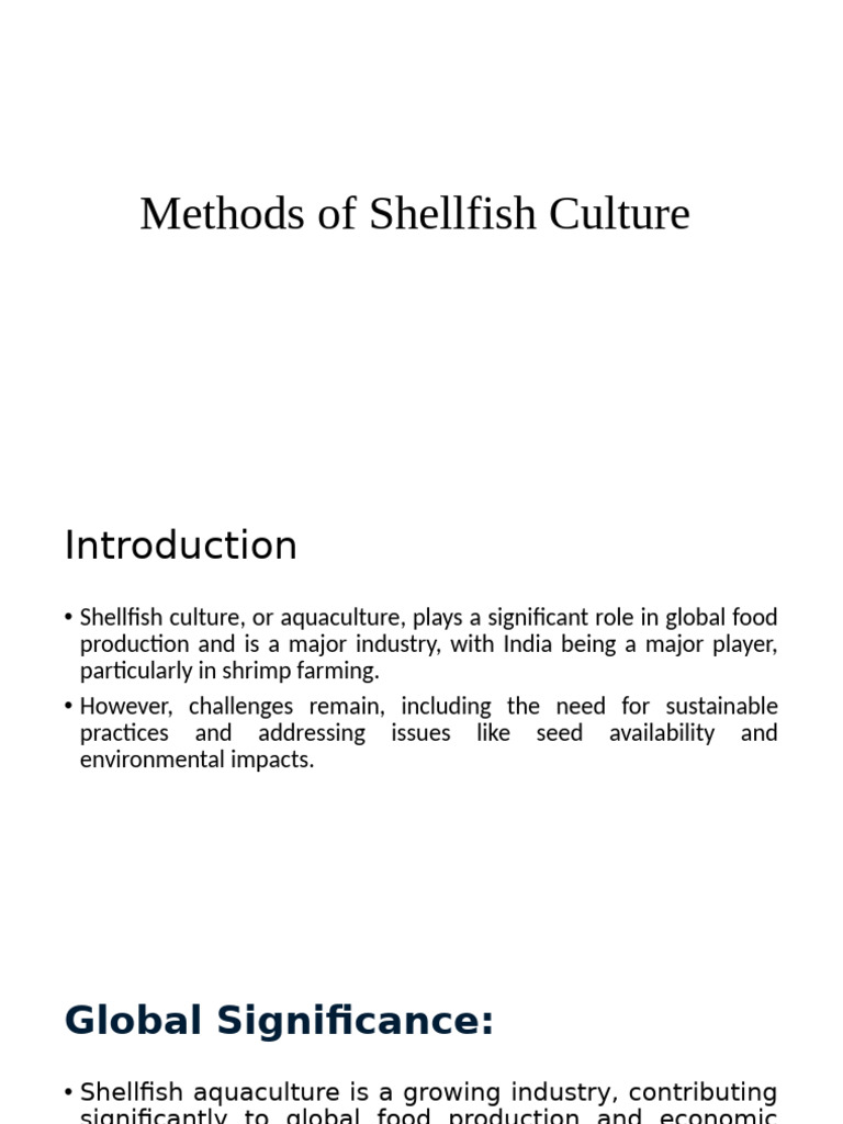 Shell Fish Culture Methods | PDF | Aquaculture | Oyster