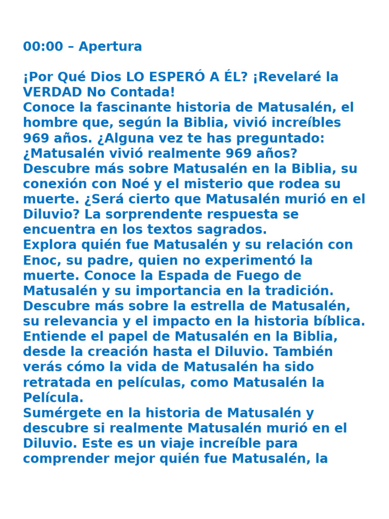 Matusalén: 969 Años de Paciencia Divina | PDF | Noé | Salvación
