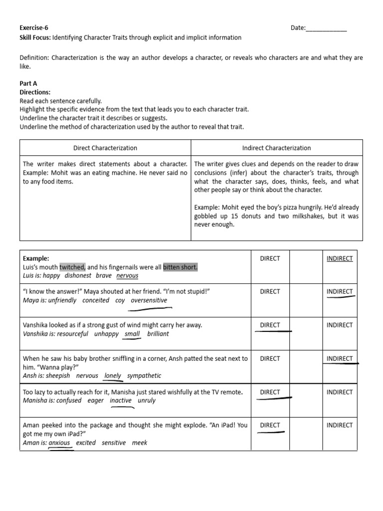 Edited - Direct and Indirect Characterization | PDF