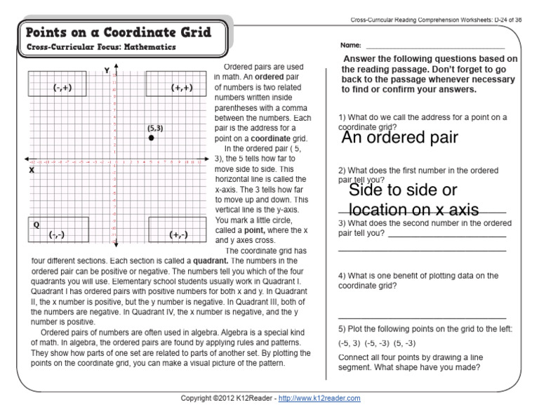 Edited - Coordinate_Plane-Comprehension | PDF | Cartesian Coordinate ...