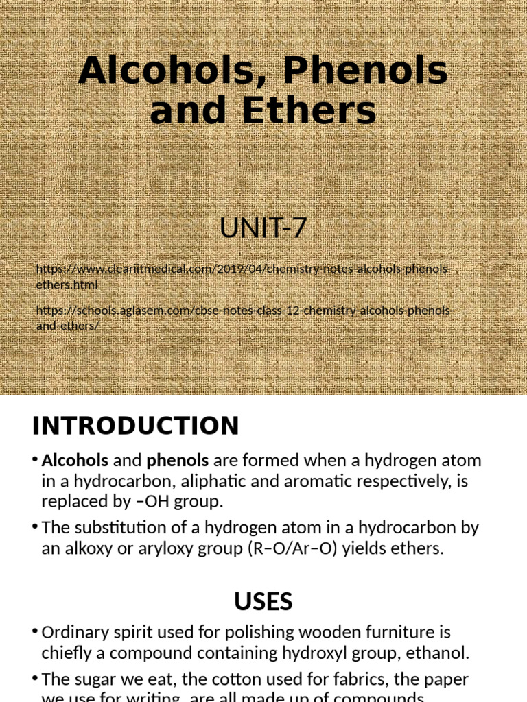 Alcohol Phenols and Ethers | PDF | Ether | Aldehyde
