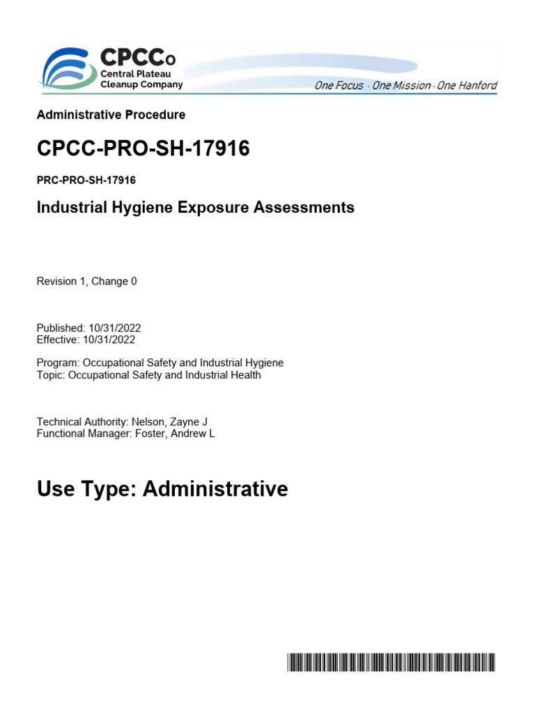 52 0 A51 Cpcc-Pro-Sh-17916 | PDF | Occupational Hygiene | Occupational Safety And Health