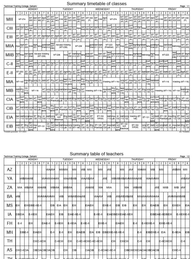 Ver. 1.9 Time Table 1st, 2nd & 3rd Year MCE 11122023. | PDF | Applied And Interdisciplinary Physics