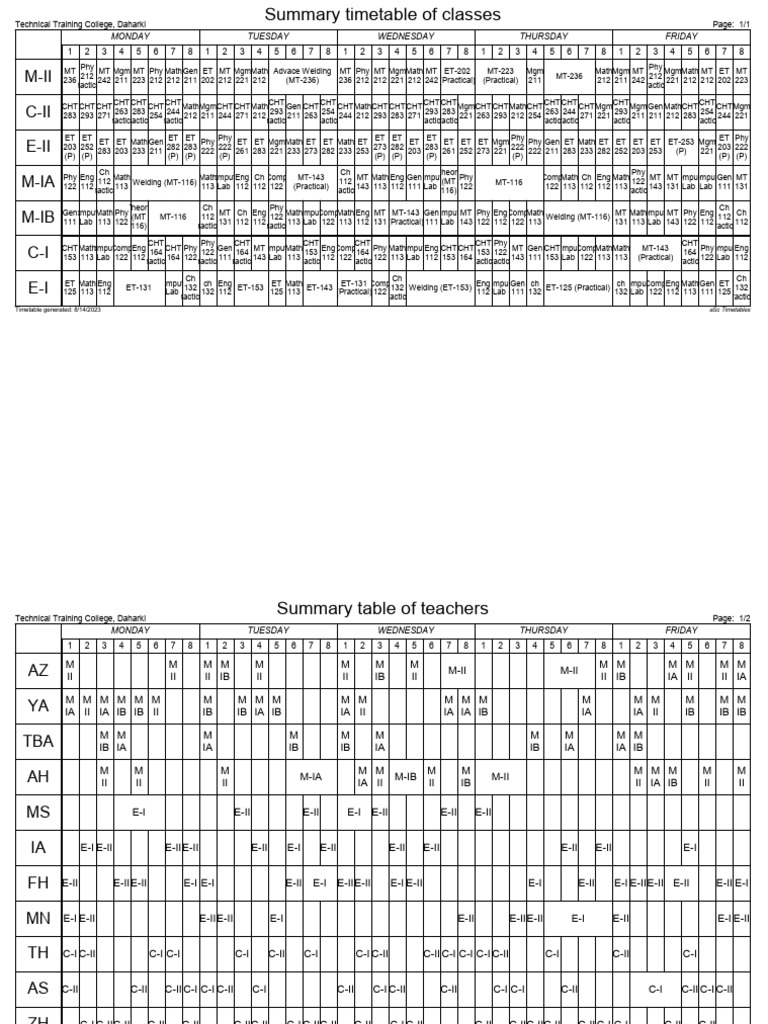 Ver. 2.6 Time Table 1st & 2nd Year MCE 15082023. | PDF