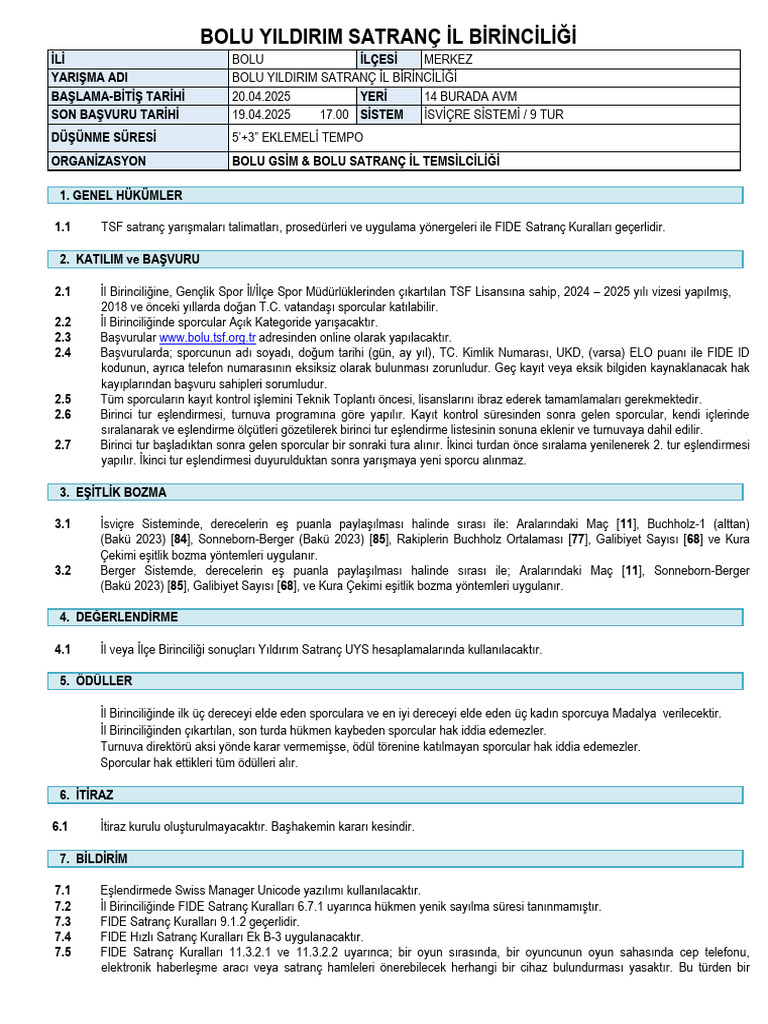 Bolu Yildirim Satran L BRNCL | PDF