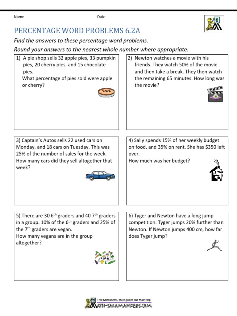 percentage-word-problems-6-2a | PDF
