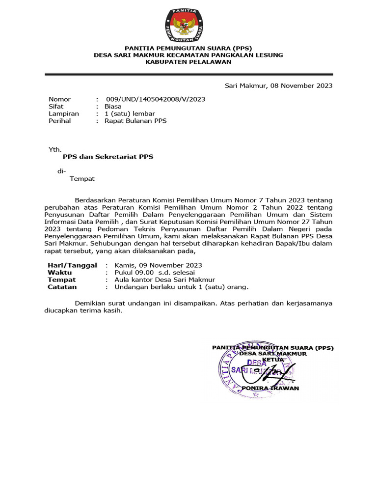 Contoh Undangan PPS | PDF