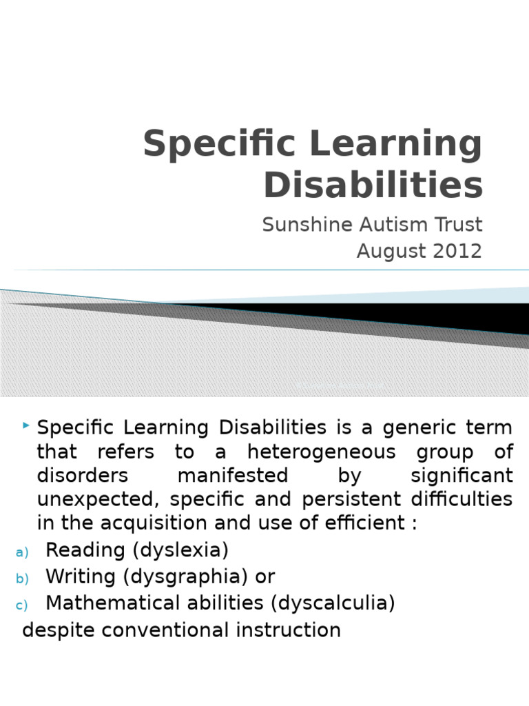 Specific Learning Disabilities | PDF | Learning Disability | Cognition