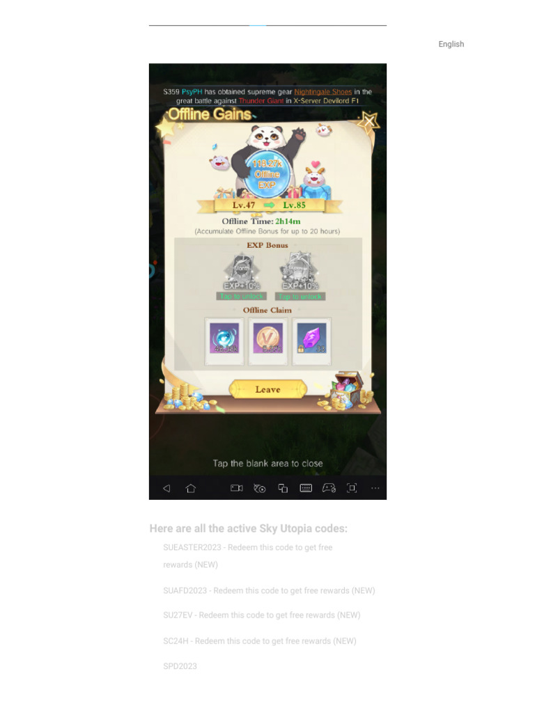 Sky Utopia Codes 2023 | PDF