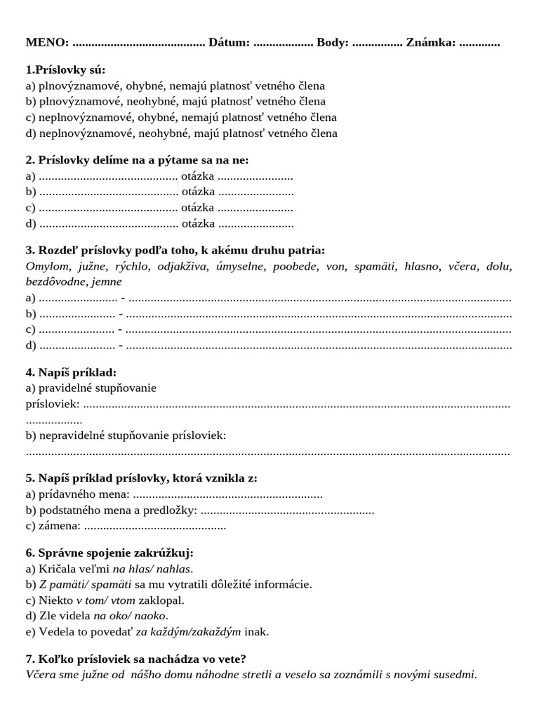 Príslovky - PL | PDF