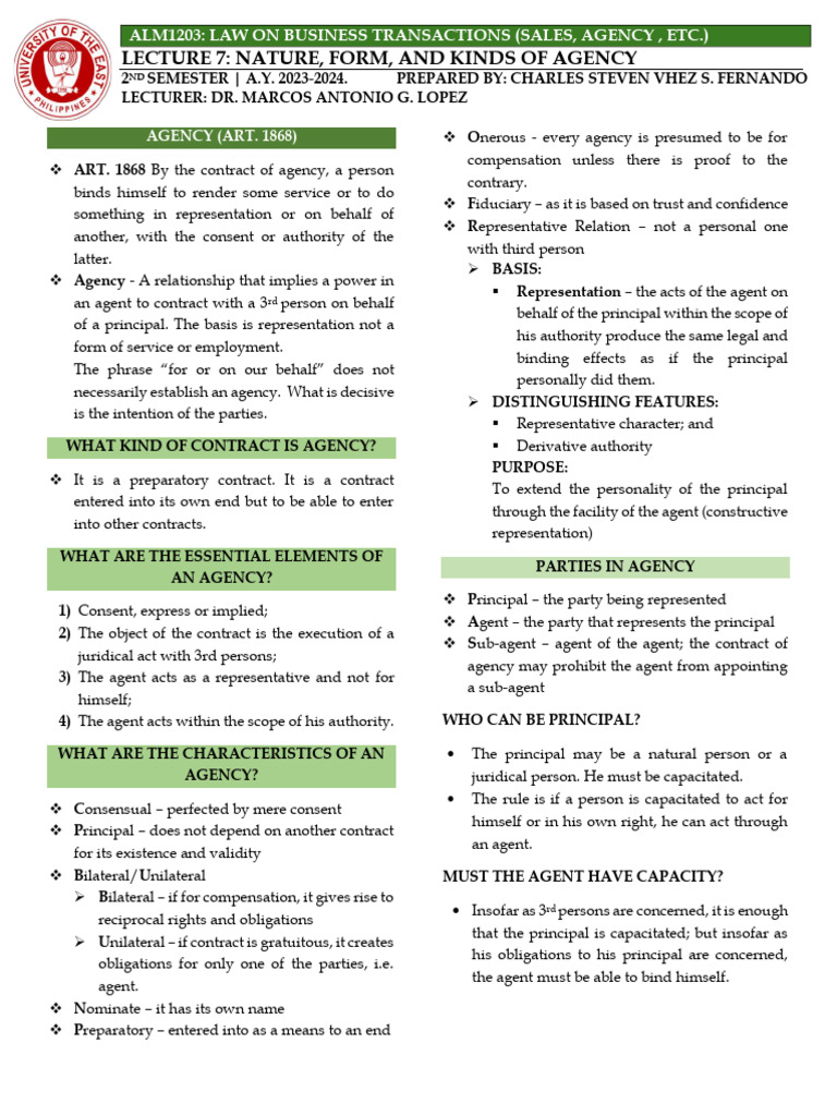 Understanding Agency Contracts in Law | PDF | Law Of Agency | Estoppel