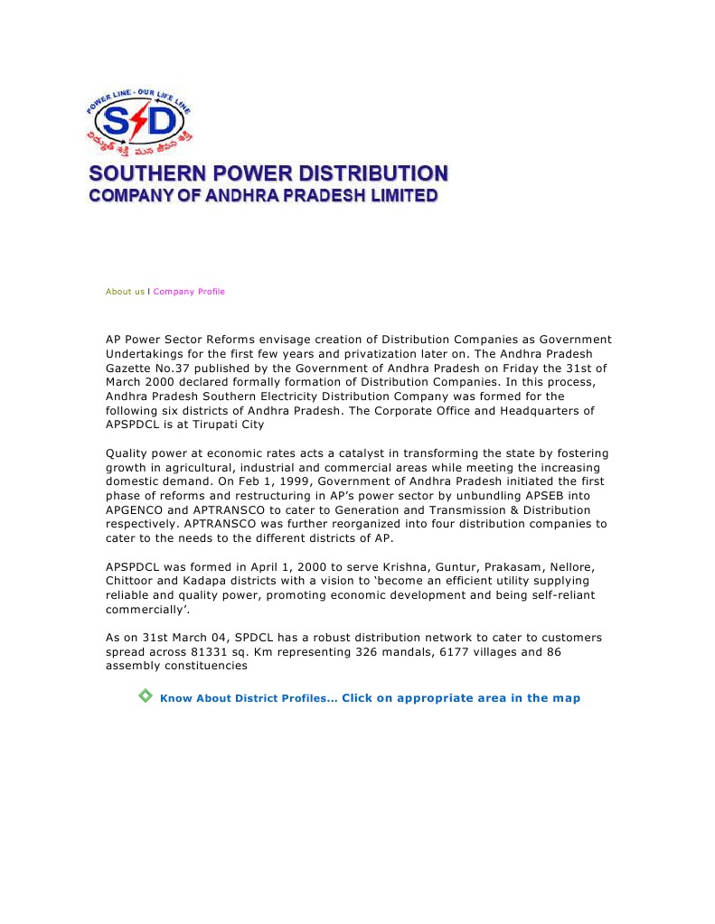 APSPDCL Company Profile Overview | PDF