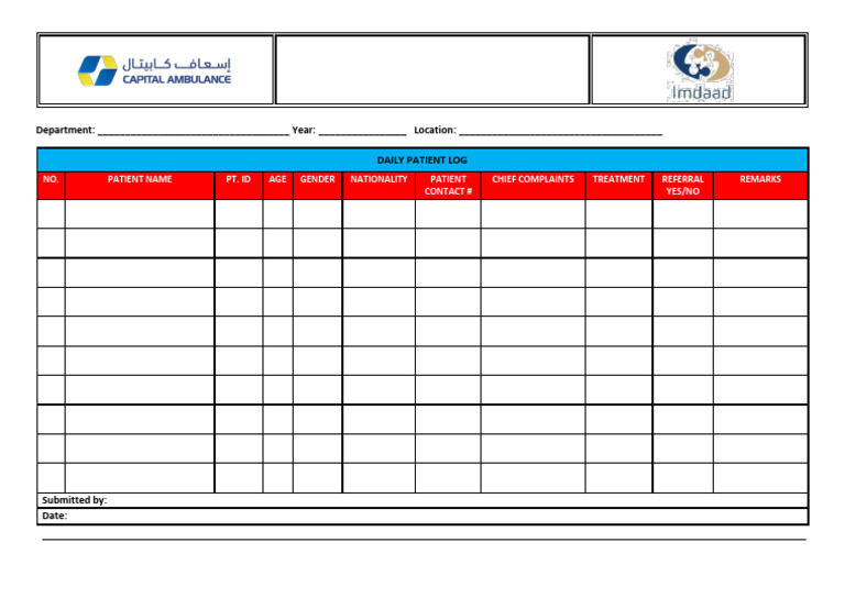 Daily Patient Log Sheet | PDF