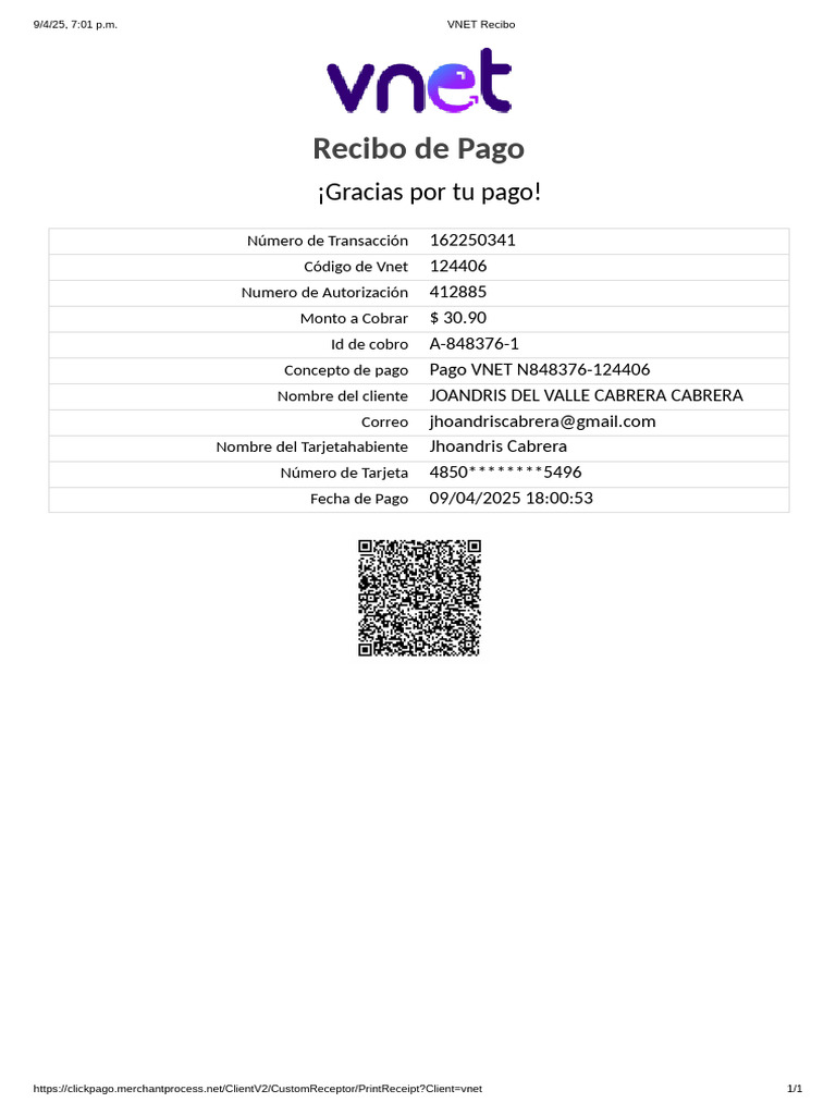 VNET Recibo | PDF