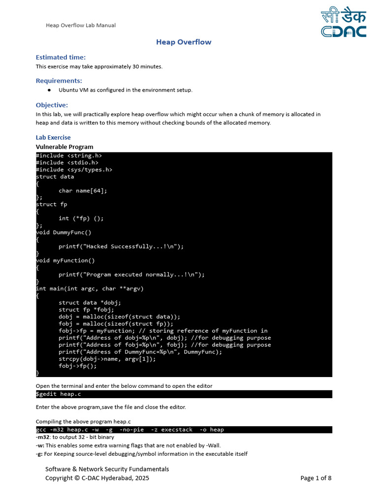 Day5 Session1 Lab3 (Heap Overflow) | PDF | Computer Architecture | Software Development
