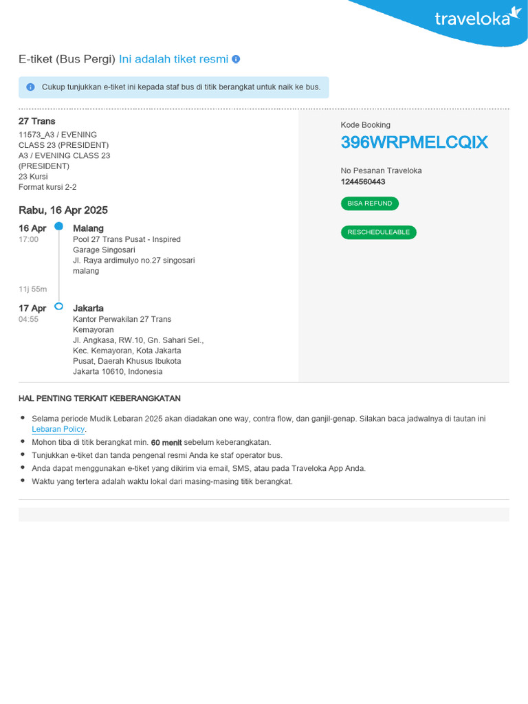 BUS AWAY E-Ticket | PDF