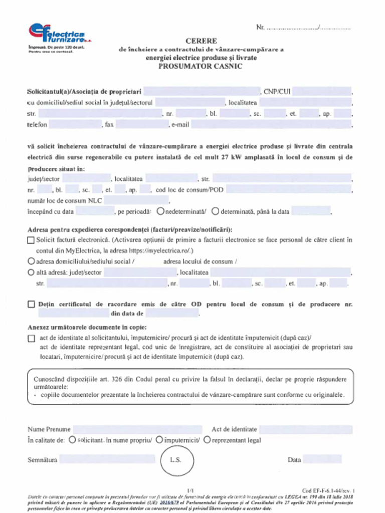 Cerere Prosumator Casnic | PDF