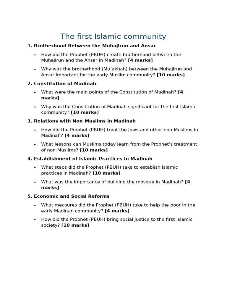 The First Islamic Community | PDF