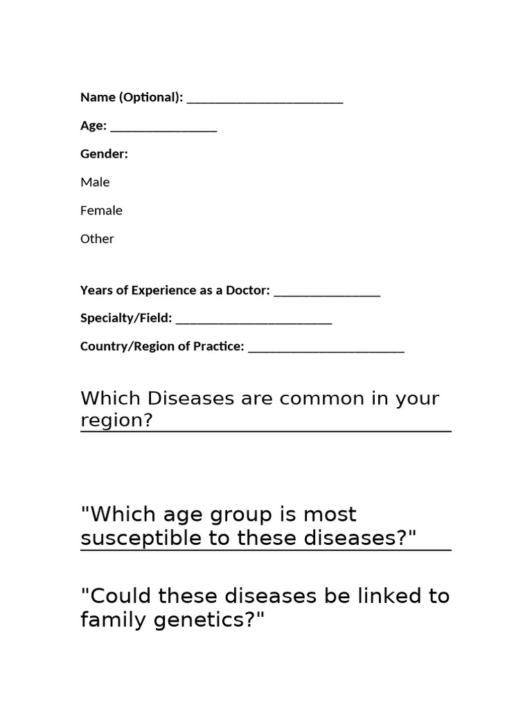 Survey From Doctor Questions | PDF