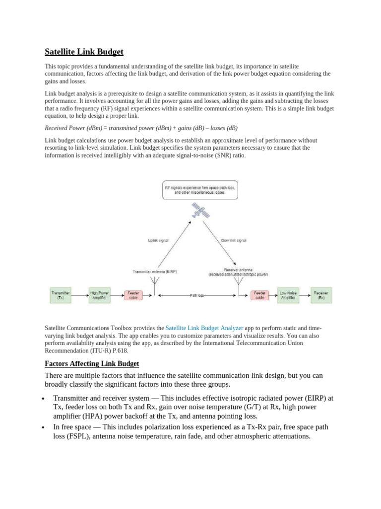 Satellite Link Budget Experiment | PDF | Antenna (Radio) | Polarization ...