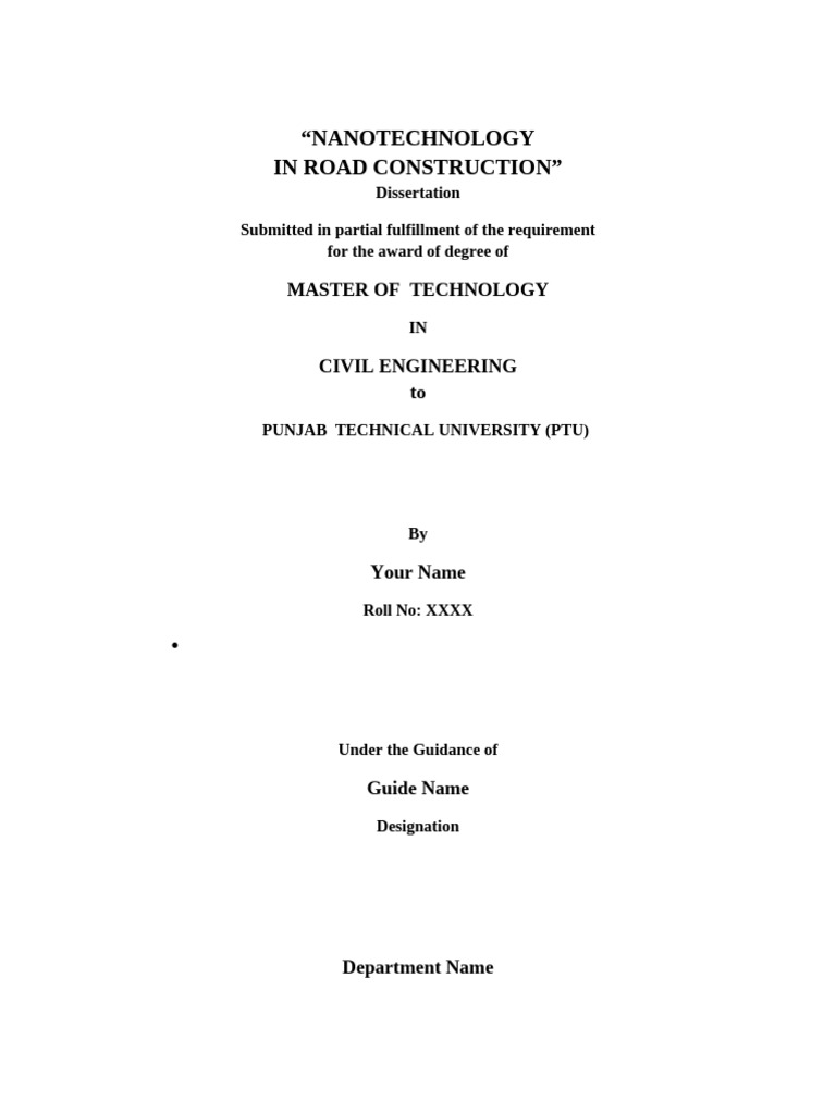 PTU MTech Thesis Format Template | PDF | Road Surface | Road