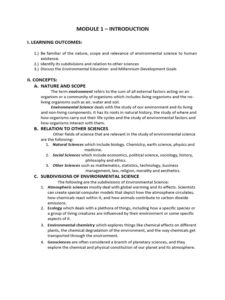 Module 1 - Introduction | PDF | Science | Environmental Science