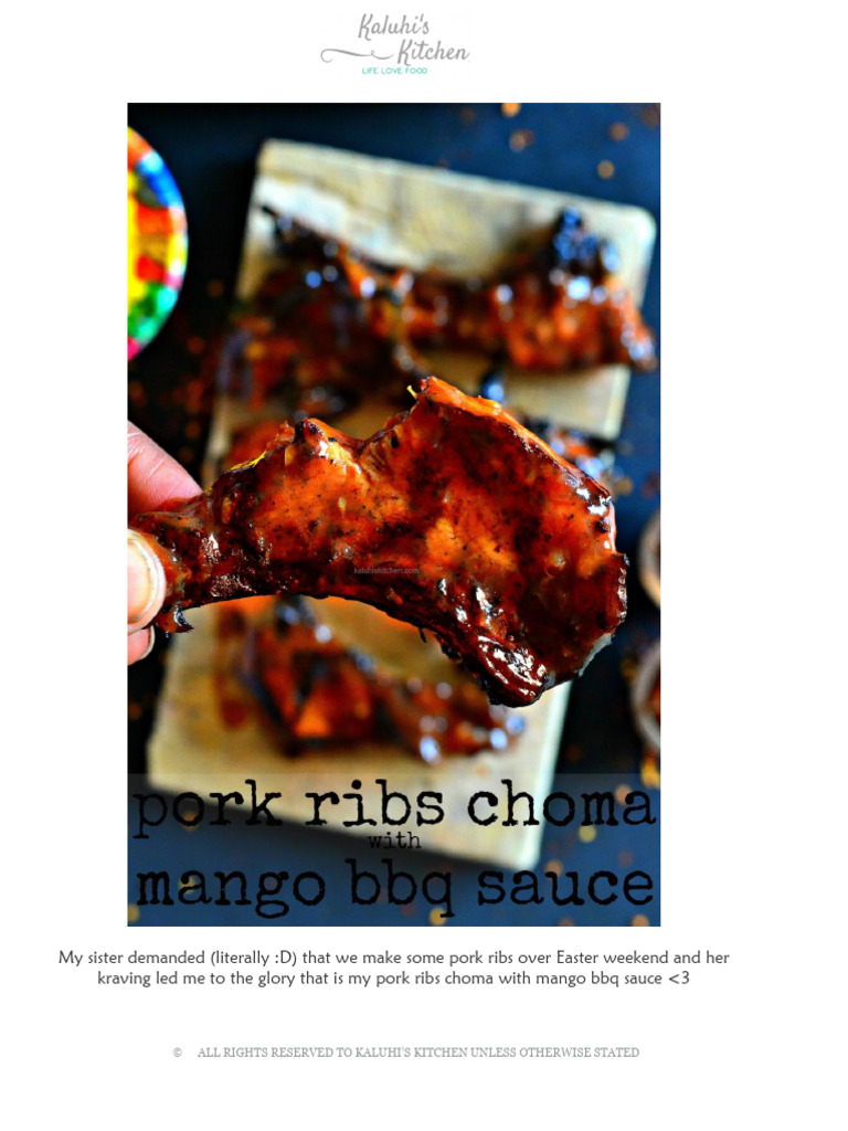 Pork Ribs Choma With Mango BBQ Sauce | PDF | North American Cuisine | Meat