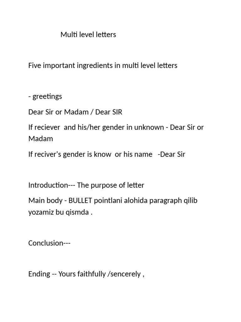 Multi-Level Letter Writing Guide | PDF