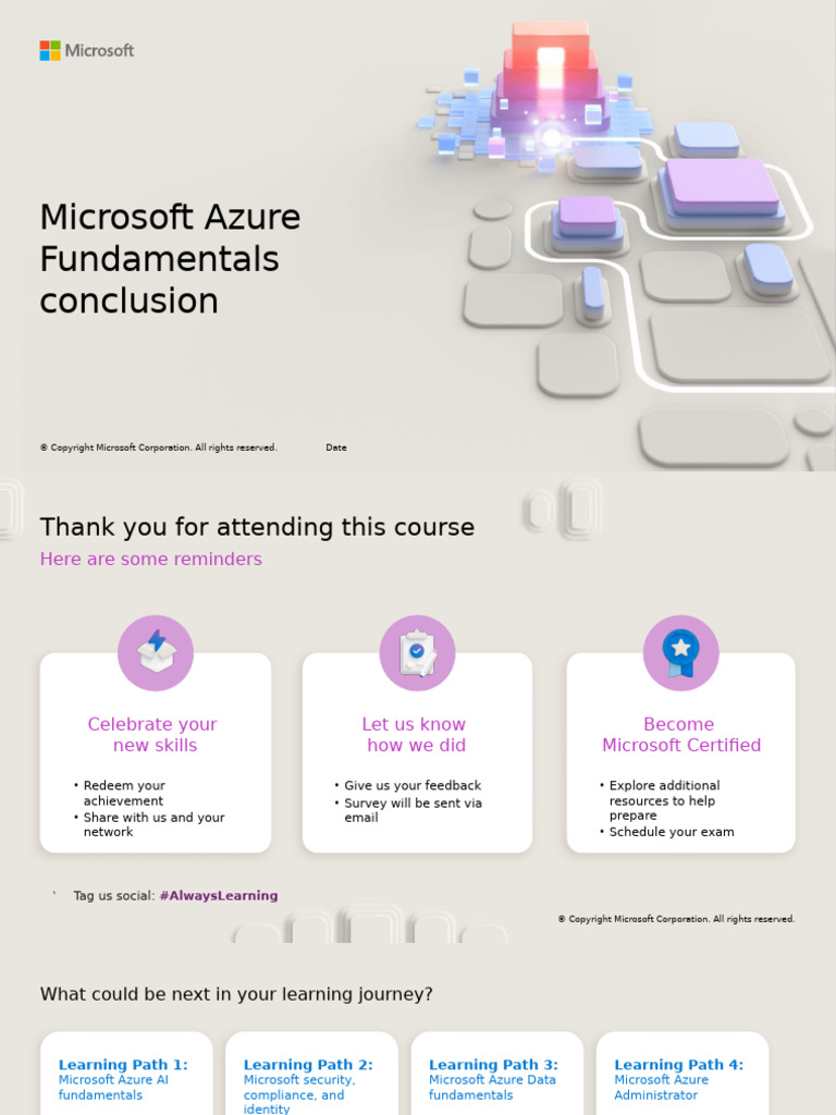 AZ 900T00A ENU PowerPoint Conclusion | PDF | Microsoft Azure | Microsoft