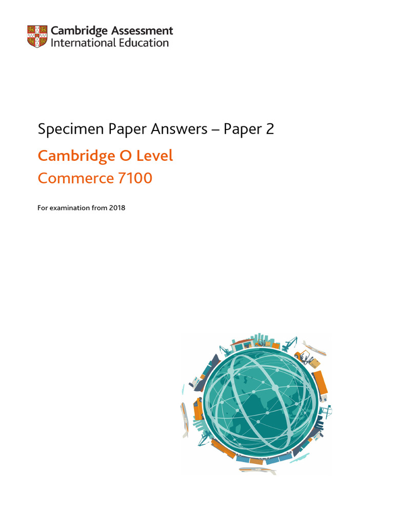 7100 Specimen Paper Answers Paper 2 (For Examination From 2018) | PDF ...