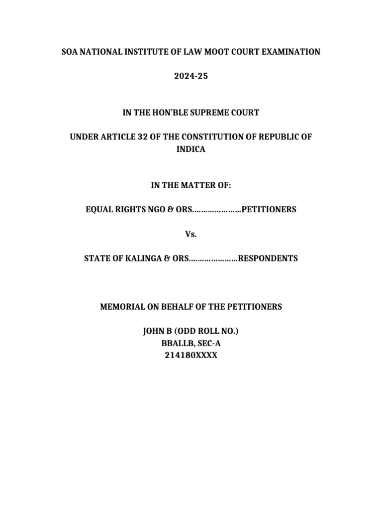 Petitioner Memorial Formatted Start | PDF