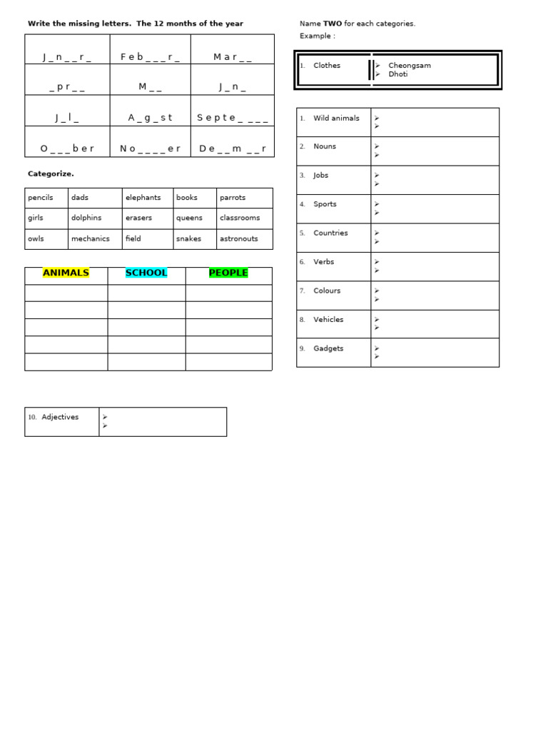 A1 A2 Worksheet | PDF