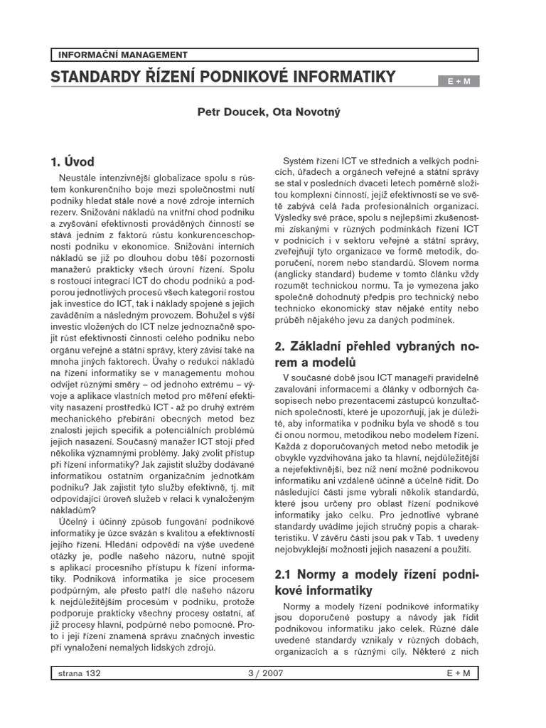 Standardy Rizeni Podnikove Informatiky | PDF