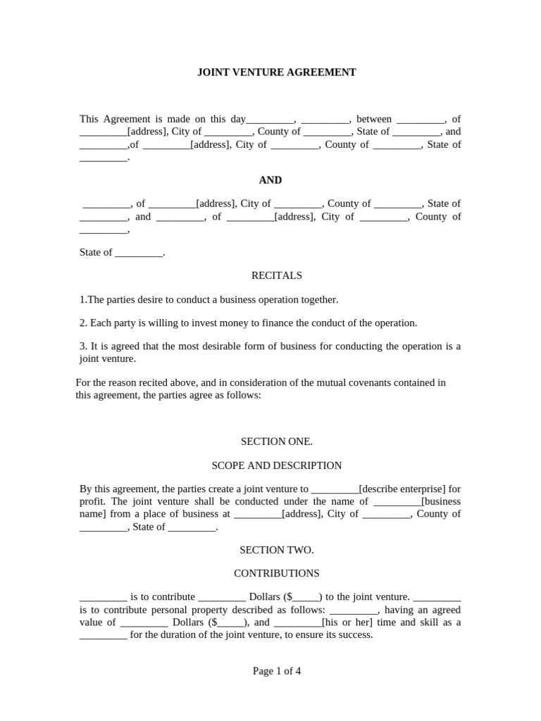 Joint Venture Agreement Sample | PDF | Joint Venture | Insurance