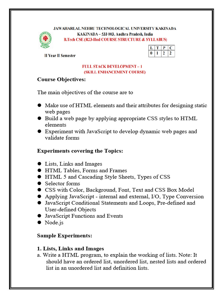Web Development Lab Manual | PDF | Html Element | Html