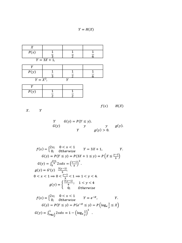 Functions of One-Dimensional Random Variables | PDF | Probability ...