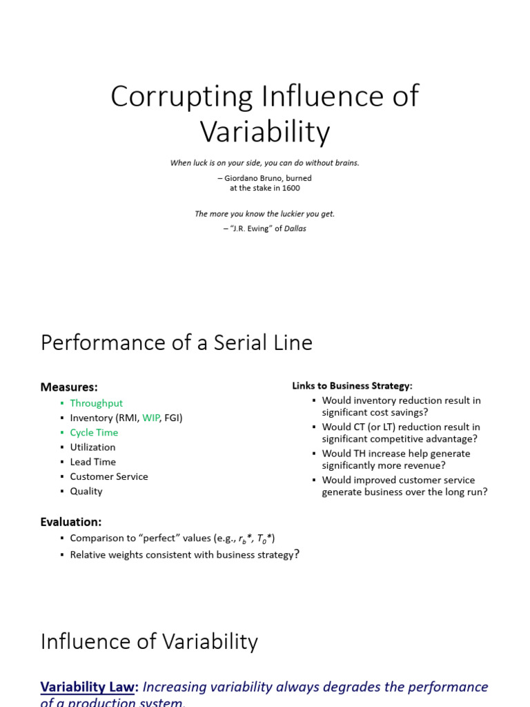 W08 Corrupting Influence of Variability | PDF | Inventory | Economies