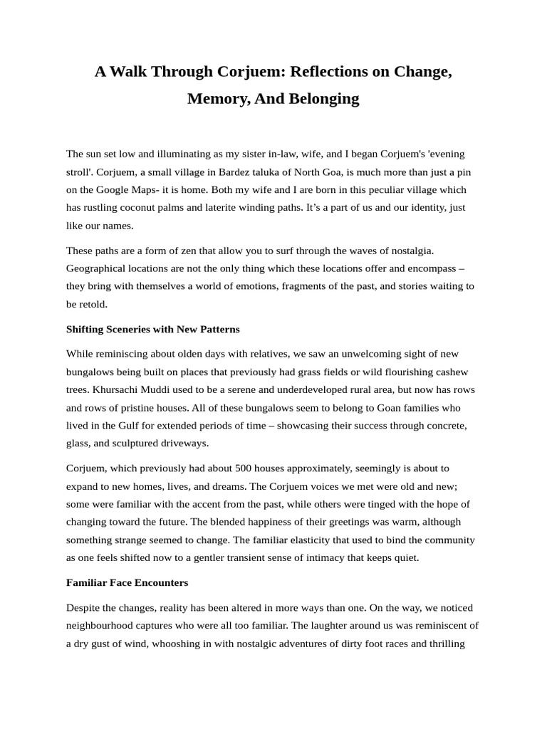 A Walk Through Corjuem: Reflections On Change, Memory, and Belonging | PDF