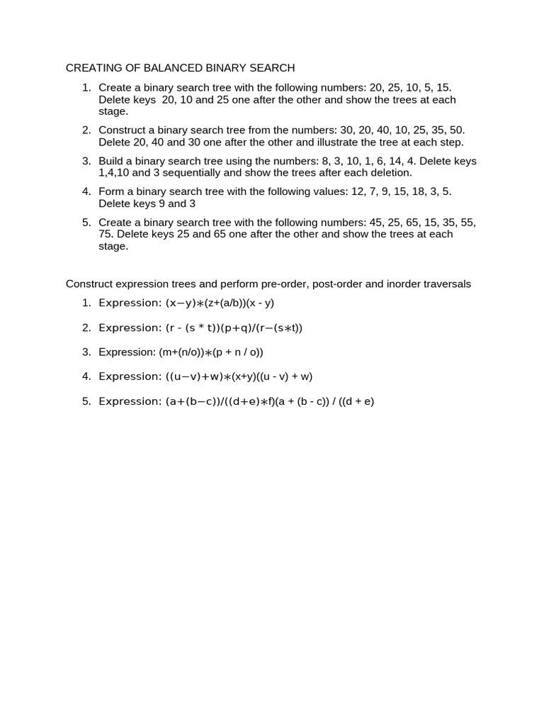 Balanced Binary Search Tree Operations | PDF