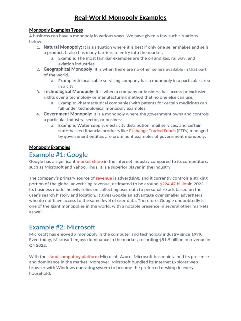 Real-World Monopoly Examples | PDF | Monopoly | Alibaba Group