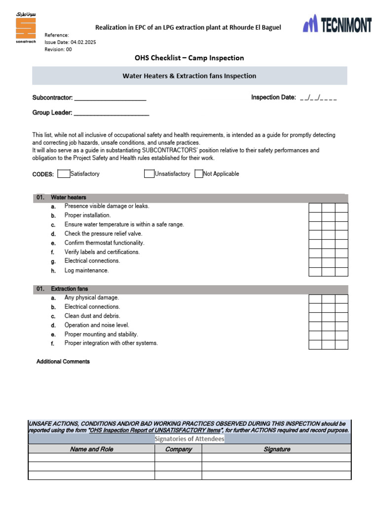 Water Heaters & Extraction Fans Inspection | PDF | Water Heating | Safety