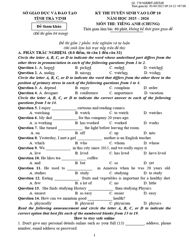 Phuluc-Ban Chinh de Minh Hoa Tieng Anh 9 2025 - 2026 | PDF | Learning | Gravity
