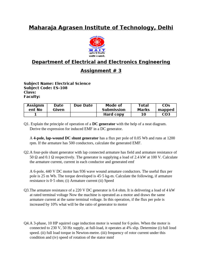 Maharaja Agrasen Institute of Technology, Delhi: Department of Electrical and Electronics ...